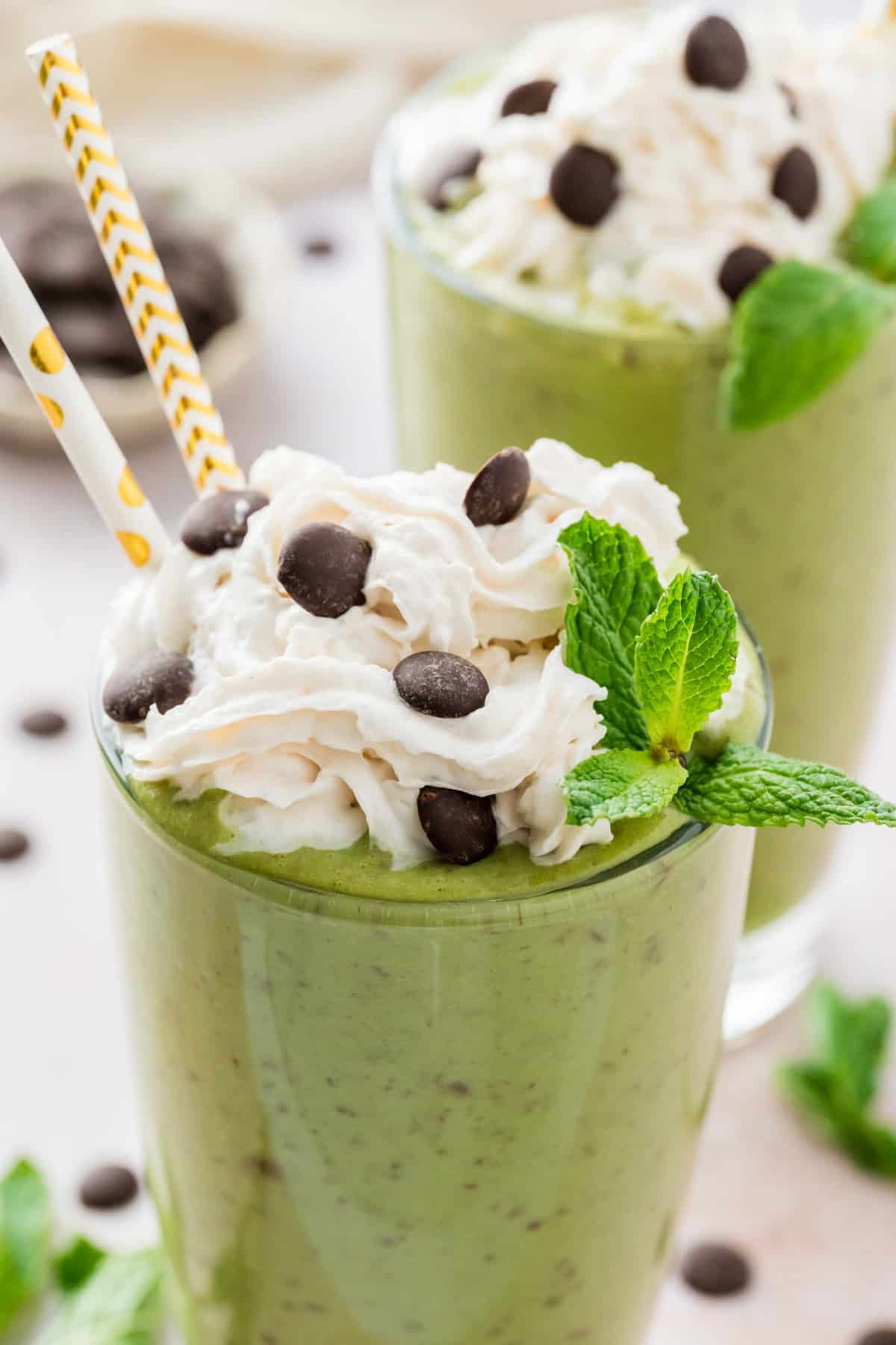 Creamy Mint Chocolate Chip Smoothie Recipe - Chantry's Pantry
